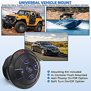Pyle Amplified Wireless Bluetooth Audio Controller - Waterproof Rated Receiver for Marine, Remote Control w/ USB, AUX, Mount for Car Truck Boat Marine PowerSport Vehicles - Pyle PLMRBTRD1
