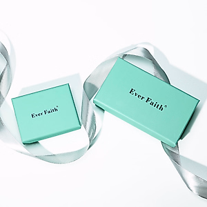 EVER FAITH Women's Austrian Crystal Bride Heart Art Deco Elastic Stretch Bracelet Clear Silver-Tone