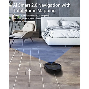 Robot Vacuum Cleaner, 4000Pa Suction AI Smart 2.0 Navigation with Home Mapping Robotic Vacuum, Selective Room Cleaning, No-go Zones, Carpet Boost, Works with Alexa, Ideal for Pet Hair FourAmZ V100 Pro