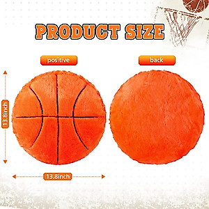 Jetec 2 Pcs Basketball Pillow Fluffy Soft Throw Cute Basketball Shaped Sports Decoration Round Plush Sport Theme Cushion Stuffed Pillow for Bedroom Decoration