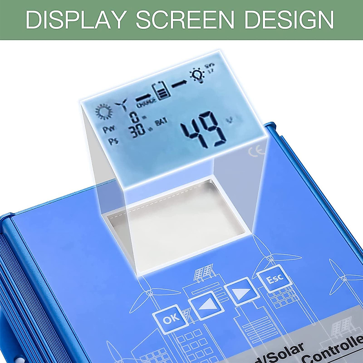 4000W Wind-Solar Hybrid Controller 12V/24V/48V, LCD Display MPPT Boost Charging Multifunctional Wind-Solar Hybrid Controller, 2000W Wind Turbine and 2000W Solar,12v