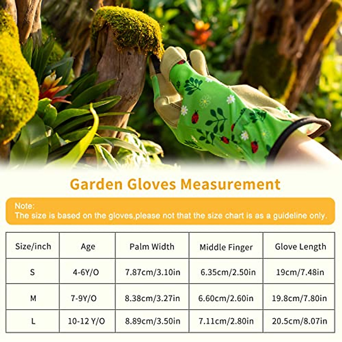HODUP Kids Gardening Gloves for 7-9 years old,1 Pairs Kids Garden Gloves Non-Slip Children Breathable Yard Work Gloves for Boys Girls（M,Green）