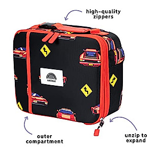 uninni Cute Race Car 16'' Kid’s Backpack for Girls and Boys with Padded, Adjustable Shoulder Straps, Laptop Storage Sleeve, and Storage Pockets for School and Travel, Water-Resistant, BPA Free