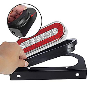 Partsam 2Pcs 6 Inch Oval Led Trailer Tail Lights Red/White 23LED Grommet Mount w Mounting Brackets Waterproof Truck Trailer RV Oval Led Stop Turn Tail Brake Backup Reverse Marker Lights Sealed 12V