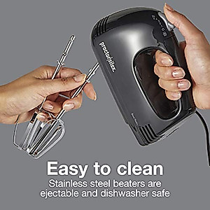 Proctor Silex Easy Mix 5-Speed Electric Hand Mixer with Bowl Rest, Compact and Lightweight, Black