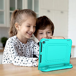 DJ&RPPQ New 1 0in Tablet Case for Kids Built-in Screen Protect, Incompatible with Samsung iPad TCL, Lightweight Durable Shockproof Kids Friendly Case- Turquoise