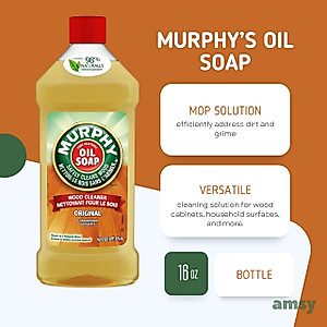 AMSY Wood Oil Soap Mopping Bundle - 16 Oz Murphys Oil Soap Wood Cleaner Bundled Multifunctional Cleaning Brush With Soap Dispenser, 3 Pack of Microfiber Cloths and Universal Cleaning Towel