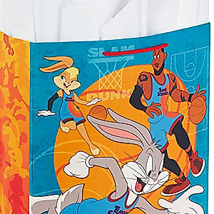 Hallmark 13" Large Gift Bag with Tissue Paper (Space Jam: A New Legacy, Bugs Bunny, Basketball) for Kids, Birthdays, Christmas