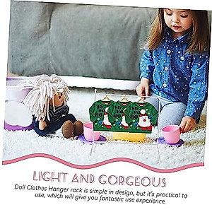 FONDOTIN metal holder doll hanger racks clothing furniture metal stand doll clothing hangers rack Accessories miniature clothes rack white Cloth shelf miniature Craft Assembly drying rack