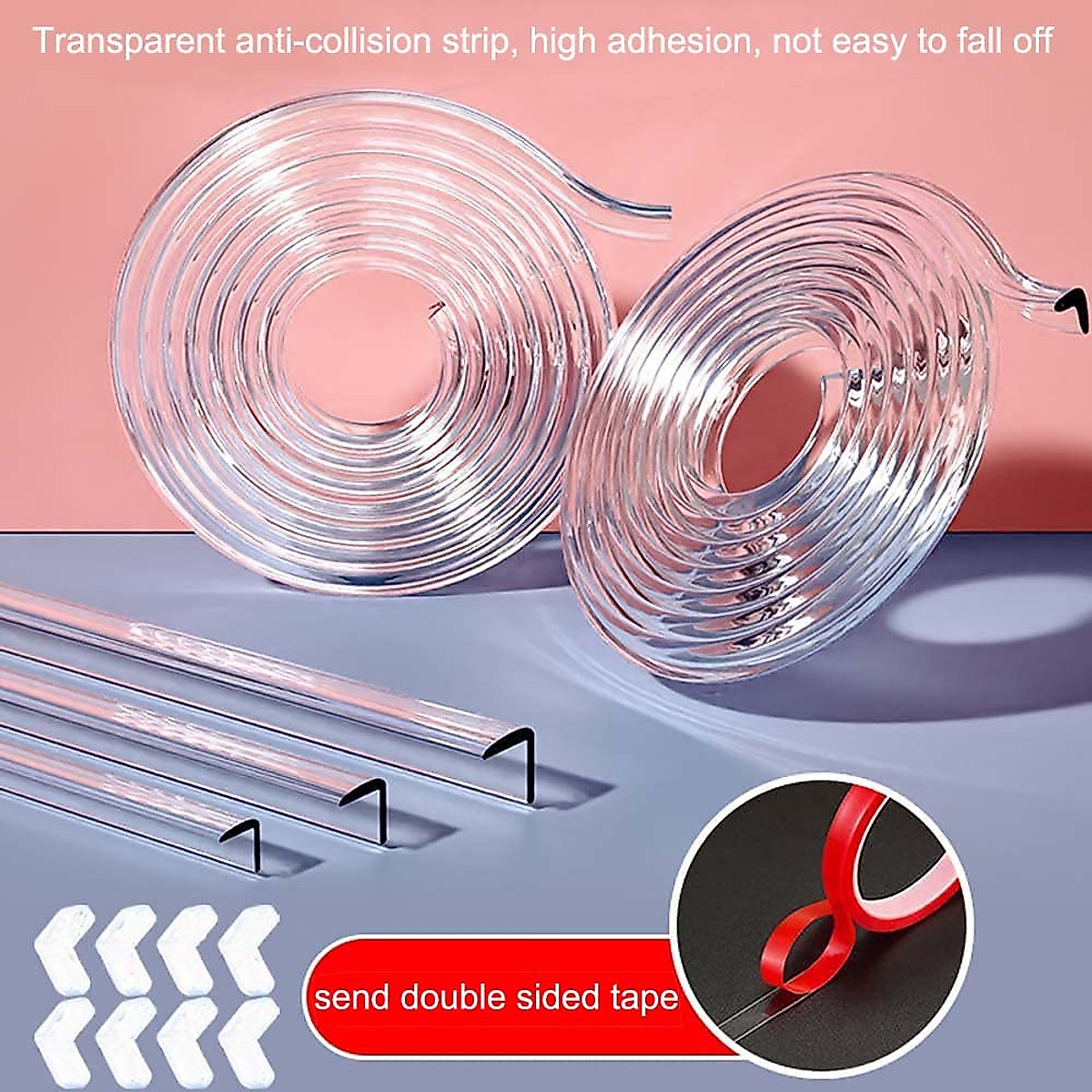 Baby proofing Corner Guards,Clear Edge Protector Strip with Upgraded Pre-Taped Strong Adhesive,for Sharp Corners of Cabinets, Tables, Drawers (19.6ft Edge + 8 Corners)