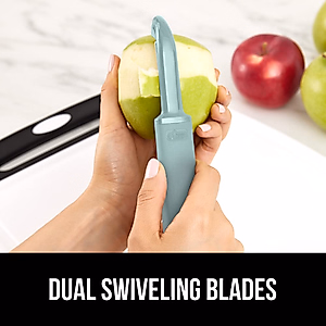 Gorilla Grip Swivel Vegetable Peeler, Sharp Stainless Steel Blades, Comfortable Handle, Dishwasher Safe, Kitchen Food Peelers, Easy Peeling, Peel Vegetables, Apple, Potato, Safe Blade Guard, Mint