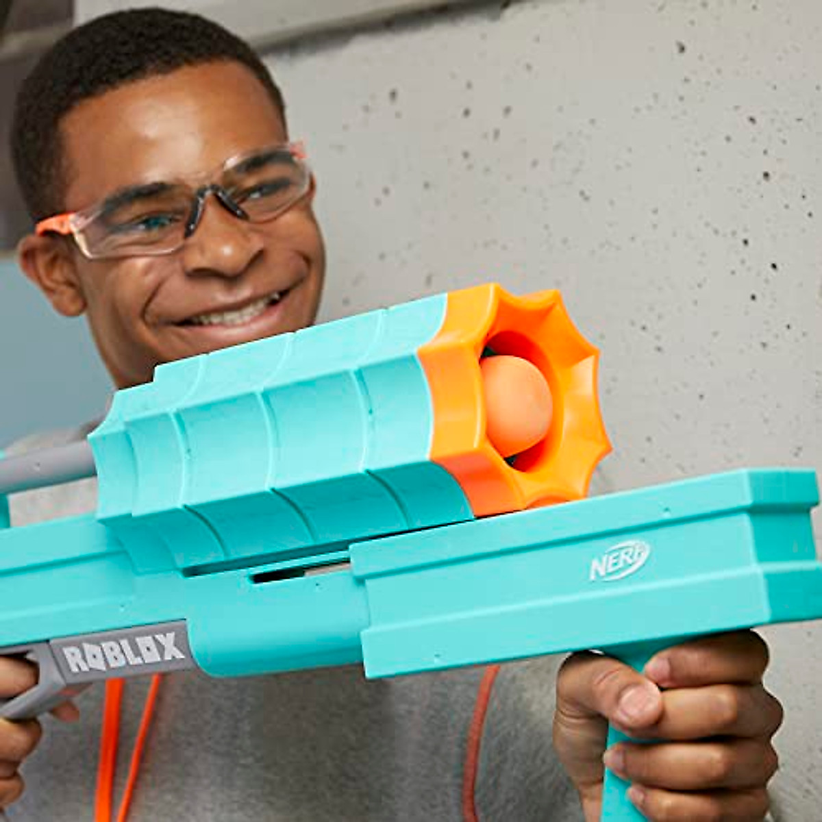NERF Roblox Sharkbite: Web Launcher Rocker Blaster, Includes Code to Redeem Exclusive Virtual Item, 2 Rockets, Pump Action