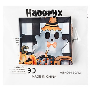 Haooryx 3 Packs Halloween Party Little Boo Tablecloth Decoration Set, Cute Ghost Bat Pumpkin Disposable Plastic Tablecloth, Cartoon Plaid Table Cover for Halloween Table Decor Party Supplies