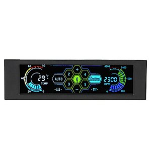 Wscoficey Fan Controller Temperature Monitor Automatic Speed Control LCD Front Panel STW 5.25" 5 Channel Touchscreen for Computer Cooling Fans