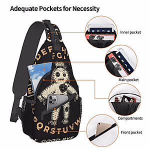 Wulilenxue Ouija Board with Voodoo Doll Occultism Set Sling Backpack, Crossbody Triangle Sling Bag Casual Chest Bags, Travel Hiking Daypack for Men Women Shoulder Bag