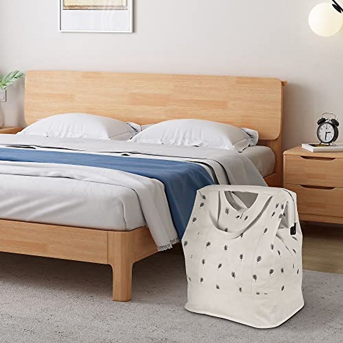 JOMOLA Collapsible Laundry Basket, 78L Large Foldable Laundry Hamper, Canvas Fabric Dirty Clothes Hamper for Laundry with Handles, Waterproof Laundry Baskets for Laundry, Dorm, Family (Beige)