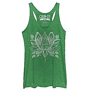Chin-Up womens Henna Lotus Top Shirt, Green Henna Lotus, Medium US