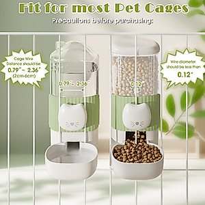 34oz Hanging Automatic Cat Food Water Dispenser, 1L Auto Gravity Pet Feeder and Water Dispenser Set,Cage Cat Dog Food and Water Dispenser for Kitten Puppy Bunny Guinea Pig (Green)