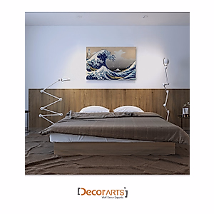 DECORARTS - The Great Wave off Kanagawa, Katsushika Hokusai Classic Art Reproductions. Giclee Canvas Prints Wall Art for Home Decor. 30x20