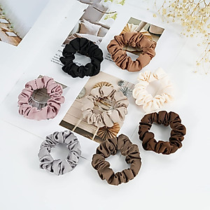 Lolalet Hair Scrunchies Satin Scrunchies for Women, Soft Hair Ties Scrunchy Cute Ponytail Holder Hair Accessories with Elastic Hair Bands for Girls Thick Thin Curly Hair -8 Pack, Style A