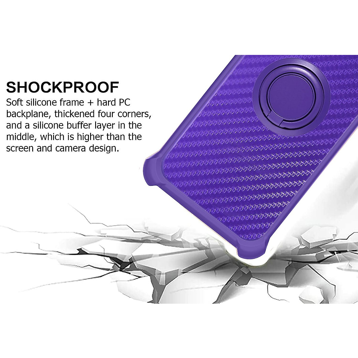 Case for DIALN X65 Case Compatible with DIALN X65 Phone Case Cover [with Tempered Glass Screen Protector][Hard PC + Soft Silicone][Ring Support] TZZH-ZI