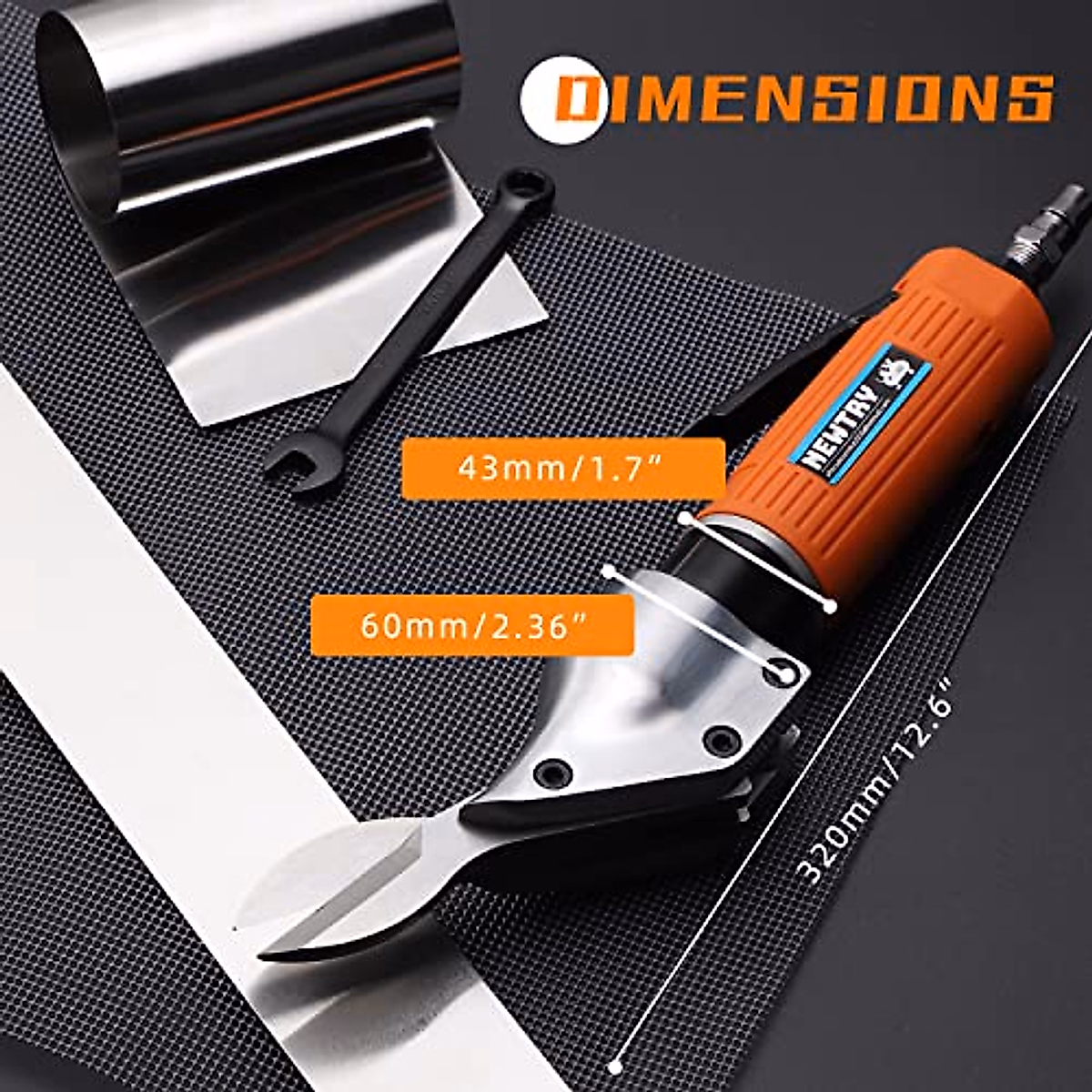 NEWTRY 2600RPM Pneumatic Metal Shear Cutter 2-Blade Pneumatic Scissor Metal Stainless Steel Sheet Metal Cutting Tools Industrial Air Cutter for Iron, Aluminum Sheet, Screen Mesh(Standard A)