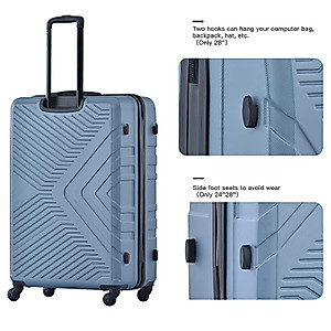 Tripcomp Luggage Sets Wear-Resistance Hardside Lightweight Suitcase Double Spinner Wheels, TSA Lock,Two Hooks, Scratch-resistant Carry-on,3 Piece Set(20inch 24inch 28inch) (Light Blue)