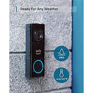 eufy Security, Wi-Fi Video Doorbell, 1080p-Grade Resolution, No Monthly Fee, Secure Local Storage, Human Detection, 2-way Audio, Free Wireless Chime-Requires Existing Doorbell Wires (Renewed)