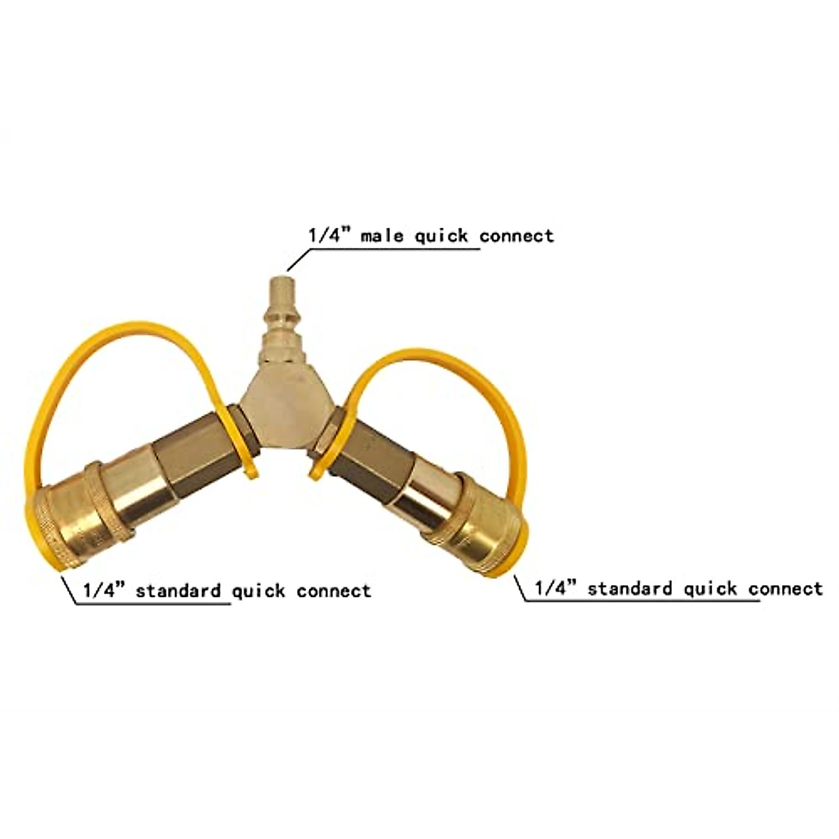 OTEHOO 1/4" RV Propane Quick Connect Y Splitter Adapter with Shutoff Valve for RV Trailer,2 Way LPG Or Natural Gas Adapter 1/4" Quick Connect or Disconnect Kit-Shutoff Valve & Full Flow Plug