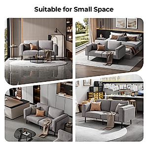 Fadware Loveseat Sofa, 59'' Small Couch for Bedroom Comfy Linen Love Seat, Modern 2-Seater Mini Love Seats Couches with Thickened Back Cushions for Small Spaces, Apartment, Dorm, Office, Grey