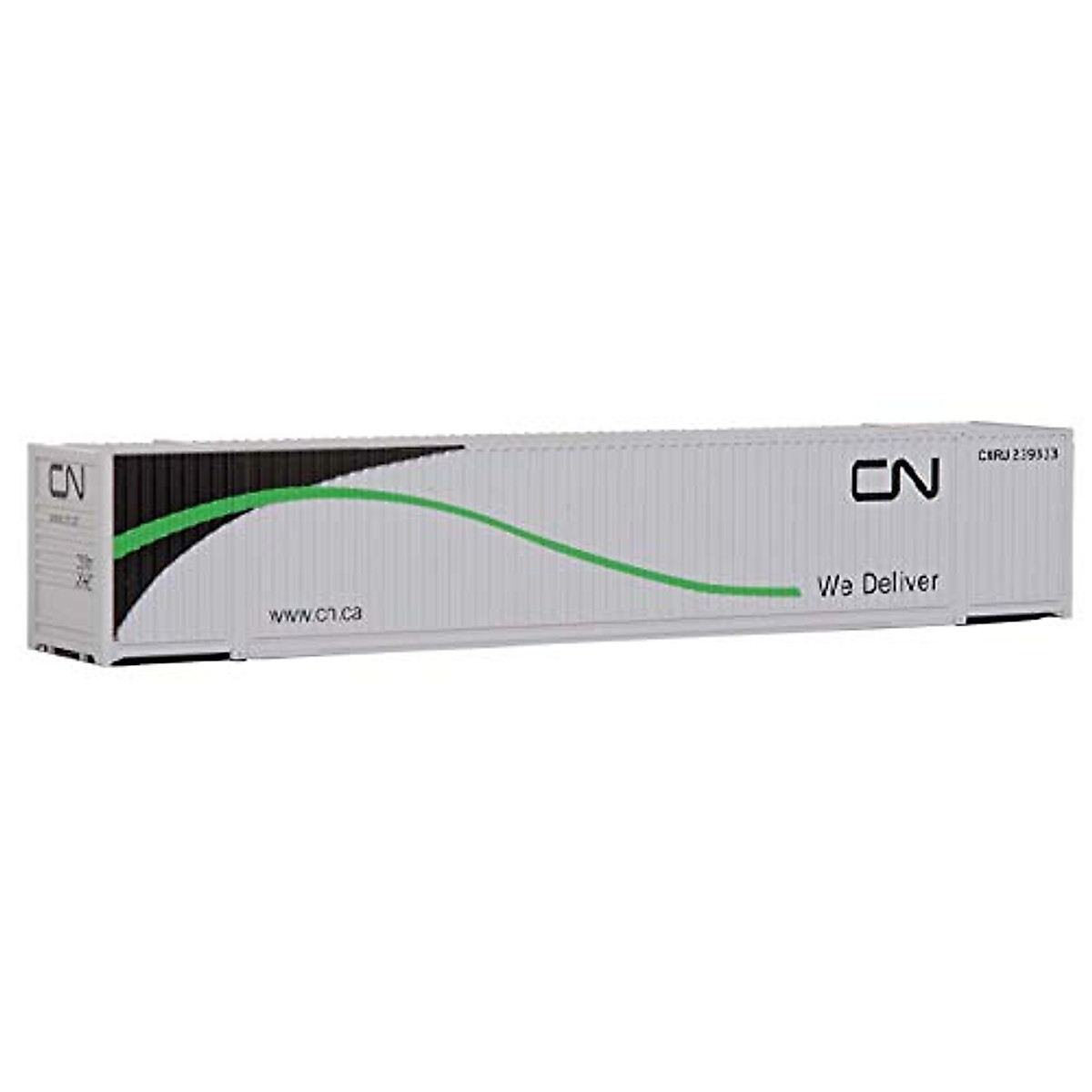 Walthers SceneMaster HO Scale Model of Canadian National (White, Black, Green) 53' Singamas Corrugated Side Container,949-8501