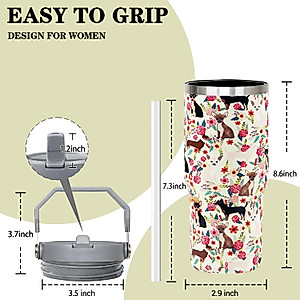 Chihuahua Tumbler - Dog Lovers Gifts for Women- with Handle and Straw, Stainless Steel Vacuum Insulated Flip Straw 30 oz - Spill Proof Coffee Travel Mug Chihuahua Lovers Gifts