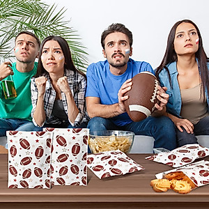 Pasimy 100 Pcs Football Treat Bags Football Candy Bags Football Goodie Cookie Bags Self Adhesive Kraft Paper Football Snack Bags Football Gift Bags for Football Party Favor Bags Supplies Decor