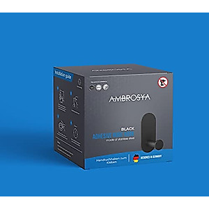 Ambrosya - Towel Holder Without Drilling - Adhesive Bathroom Coat Decoration Robe Hook Self-Adhesive Wall (1 Hook, Stainless Steel (Black))