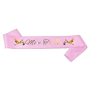 Dad to Be & Mom to Be Sash for Baby Shower - Pink with Gold Letters Dad and Mom to Be Sash Baby Shower | Girl Baby Shower Sash Father Mother Decorations Gender Reveal Belly Sash New Princess Favor