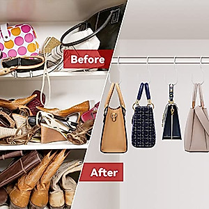 Purse Hanger Purse Organizer for Closet,S Hooks Twist Design Bag Hanger ,Closet Rod Hooks for Hanging Handbags,Purses,Belts,Scarves,Hats,Clothes,Pots and Pans. (8, White)