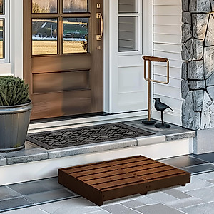 Koretech Outdoor Steps 3.5'' Height, Wooden Step Stool with Non Slip Pads, Step for Outside, Safety Stepping Stool for Bathroom, Kitchen, Bed (Walnut Color)