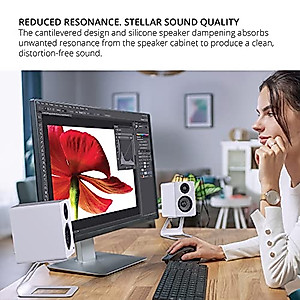 Kanto SE2 Elevated Desktop Speaker Stands for Small Speakers & Compact 2”-3” Studio Monitors | 3.8” Tall | Supports 7.1 lbs | Damping 1.5 mm Silicone Padding | Pair | Black