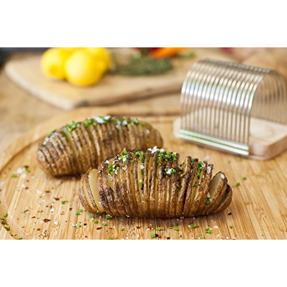 Charcoal Companion CC2031 Hasselback Potato Slicing Rack - Bake or Grill Delicious Potatoes In Your Kitchen or BBQ