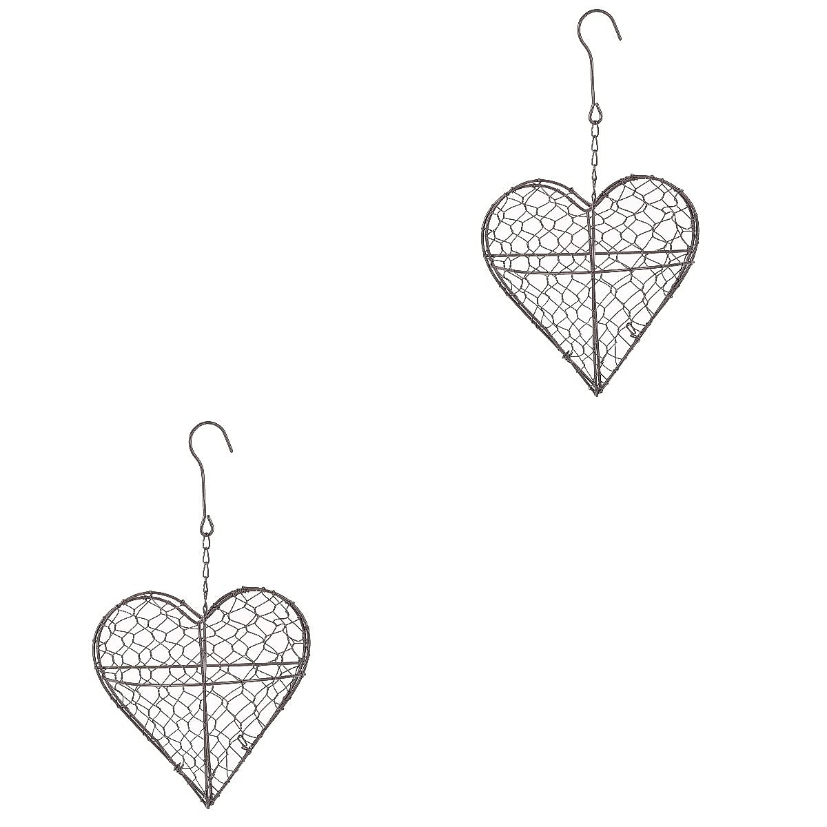 Angoily 2pcs Hanging Planter Heart Shaped Flower Basket Vintage Succulent Pot Outdoor Bonsai Holder for Balcony Garden Wedding (Brown)