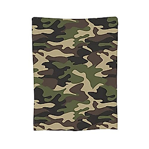 Perinsto Military Camouflage Throw Blanket Ultra Soft Warm All Season Green Camo Decorative Fleece Blankets for Bed Chair Car Sofa Couch Bedroom 50"X40"