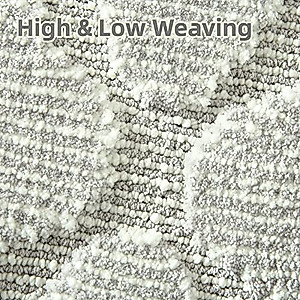 GlowSol Large Area Rug 8x10 Shag Rug for Bedroom Solid Diamond Lattice Rug Boho Moroccan Area Rug Tufted Carpet Modern Geometric Area Rug Non-Shedding Home Decoration Area Rugs, Beige