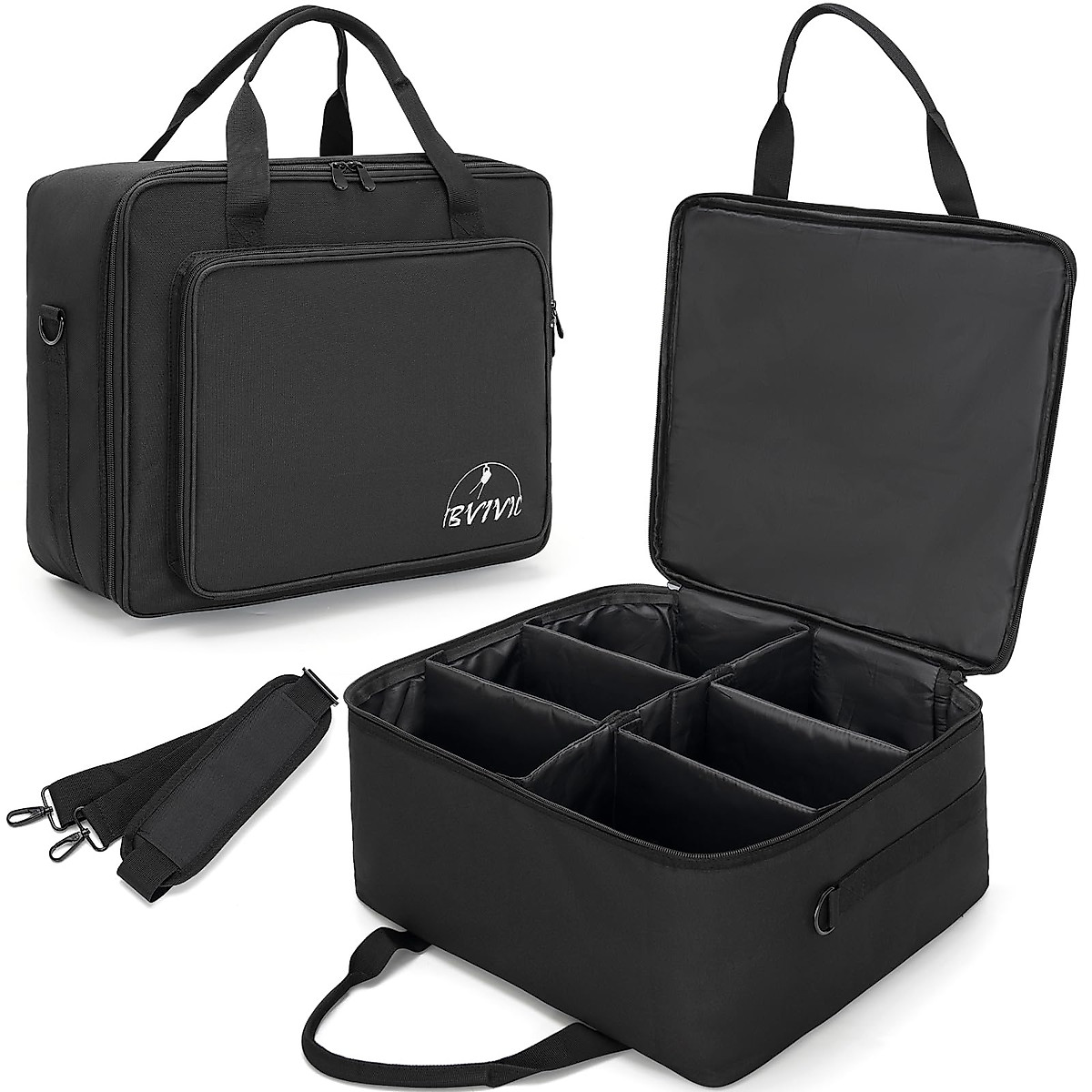 IBVIVIC 6 Par 5/16'' Padded Spotlight Bag Stage Lighting Storage Bag for 6 Par Lights Bag with Dividers, Handle, Straps