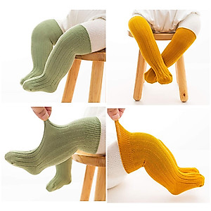 QandSweet Unisex-Baby Knee High Socks Seamless Toddler Boy Girls Cotton Uniform Stockings (0-6 Months, A Lot-6pairs)