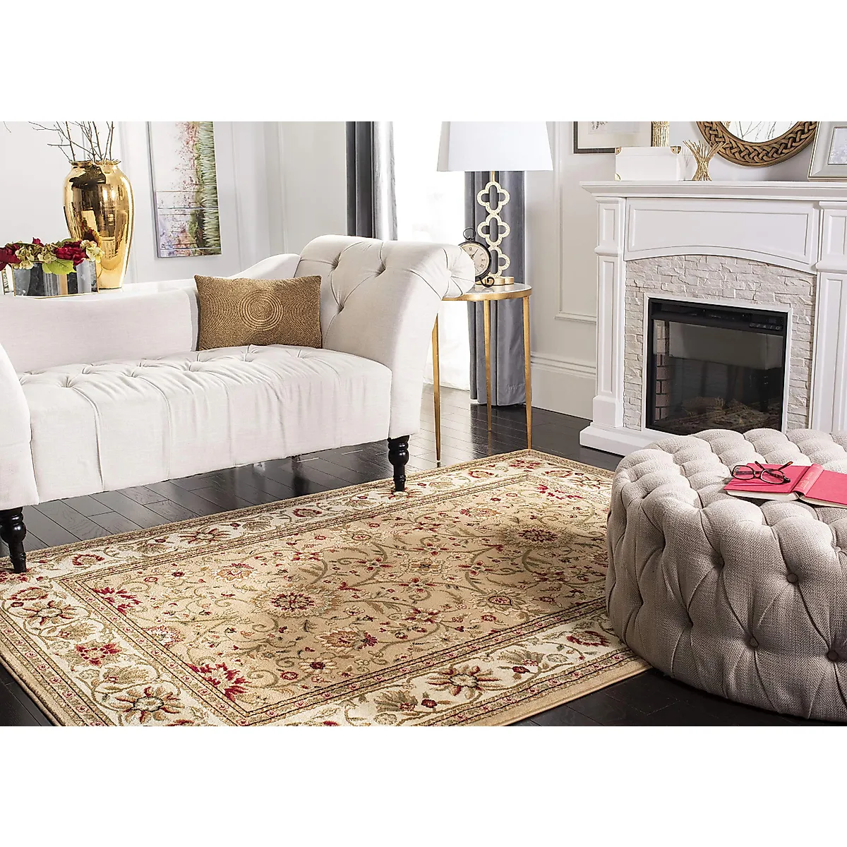 SAFAVIEH Lyndhurst Collection Area Rug - 10' x 14', Beige & Ivory, Traditional Oriental Design, Non-Shedding & Easy Care, Ideal for High Traffic Areas in Living Room, Bedroom (LNH212D)