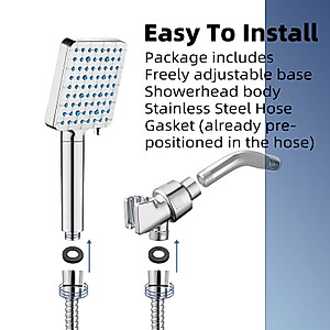 Heemli Handheld Shower Head with Filter, High Pressure 6 Spray Mode Filtered Shower Head with Hose, Bracket and Water Softener Filters Beads for Hard Water Remove Chlorine, Chrome