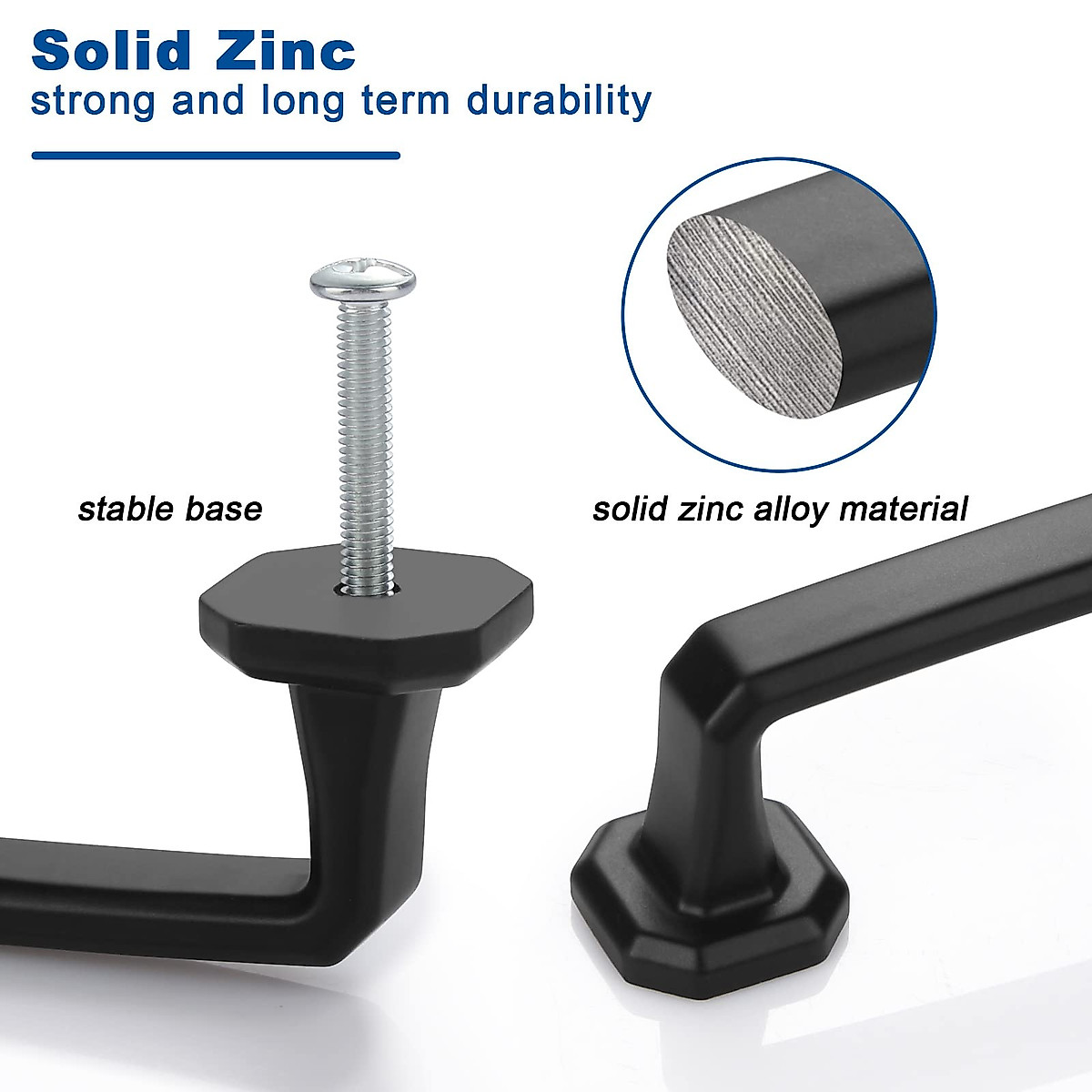 Estmoon 10 Pack Cabinet Handles Black, 5 Inch(128mm) Hole Centers Solid Cabinet Pulls Matte Black Unique Arch Drawer Pulls Cabinet Hardware, Kitchen Cabinet Handles for Cabinets Drawers Cupboards