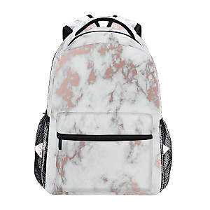 Cute Rose Golden Marble Girls Backpacks for Elementary School Bookbag 3rd 4th 5th Grade One Size