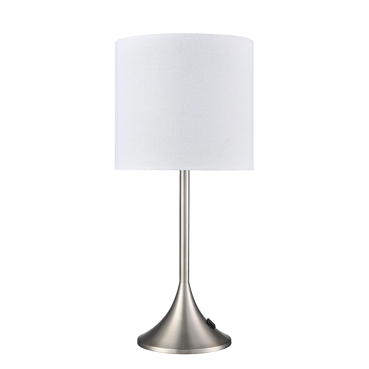 Tower Table Lamp with 120V 60W Outlet, Side Table Lamp for Living Room Guest Room, and Lighting Fixture Dining Room- Silver- E26-19 H
