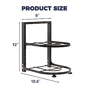 BRONYPRO Adjustable Pot and Pan Organizer for Small Cabinet , Rustproof Storage Organizer Rack for Cast-iron Pots Pans with 2 Slots, for Skillets, Frying Pan, Pot Lids, Kitchen Must Have (Black，2 Pieces)